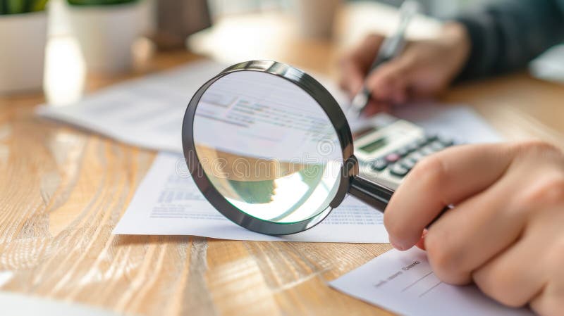 The Magnifying Glass on Documents. AI Generated Stock Photo - Image of ...