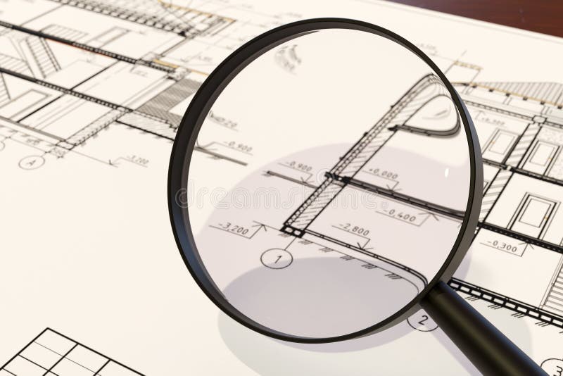 Magnifying Glass on a Drawing Stock Illustration - Illustration of ...