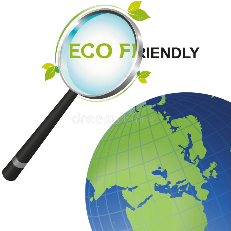 Magnifying Glass Eco Friendly Looking at the World Stock Vector ...
