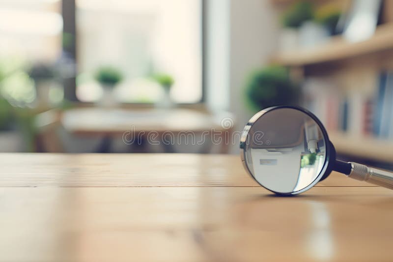 Magnifying Glass on Empty Table, Symbolizing Search or Discovery Stock ...