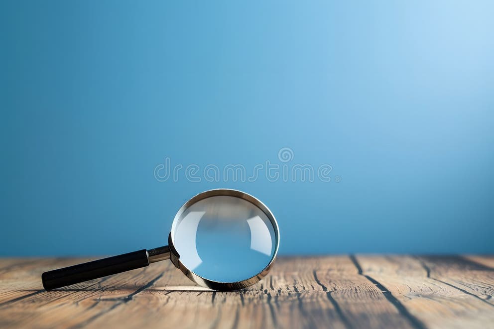 Magnifying Glass on Empty Table for Web Banner Stock Illustration ...