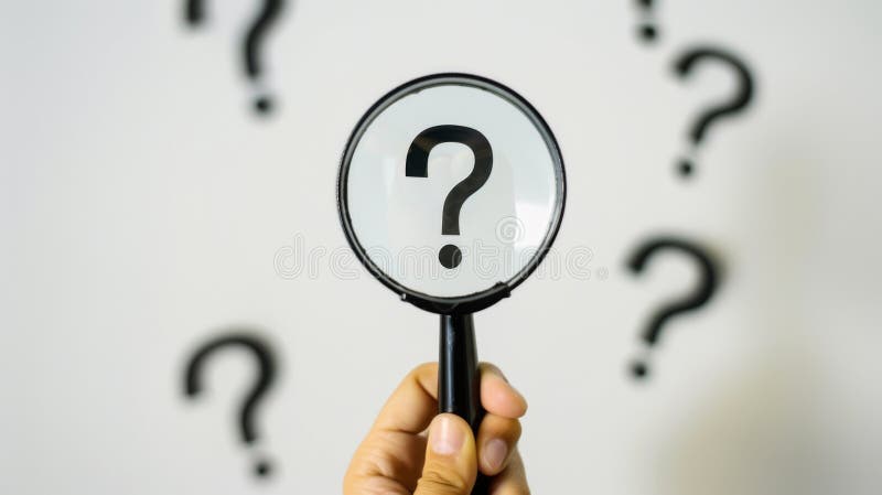 A Magnifying Glass Enlarges a Question Mark Surrounded by Other ...