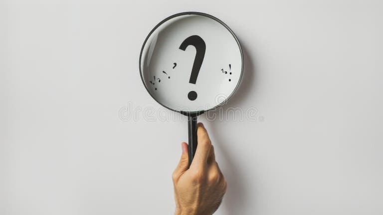 A Magnifying Glass Enlarges a Question Mark Surrounded by Other ...