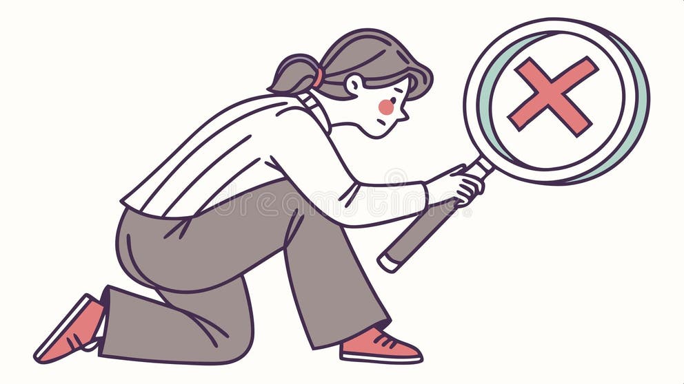 Magnifying Glass with X, Error Search and Correction Symbol Vector ...