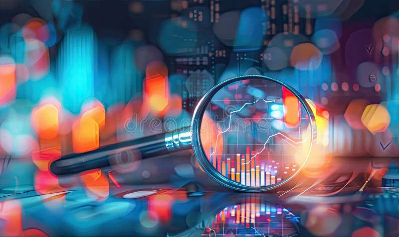 A Large Magnifying Glass is Closely Examining a Computer Screen Stock ...