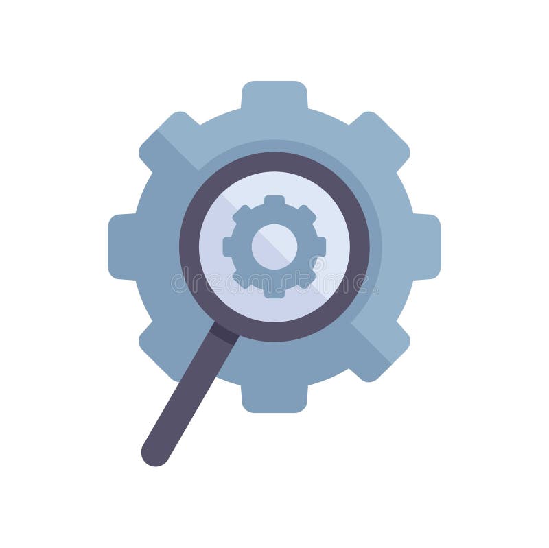 Magnifying Glass Examining a Gear in Problem Solving Concept Stock ...