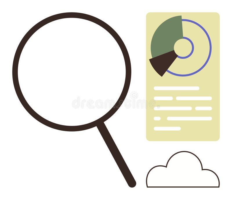 Magnifying Glass with Data Analysis Chart and Cloud Concept Stock ...