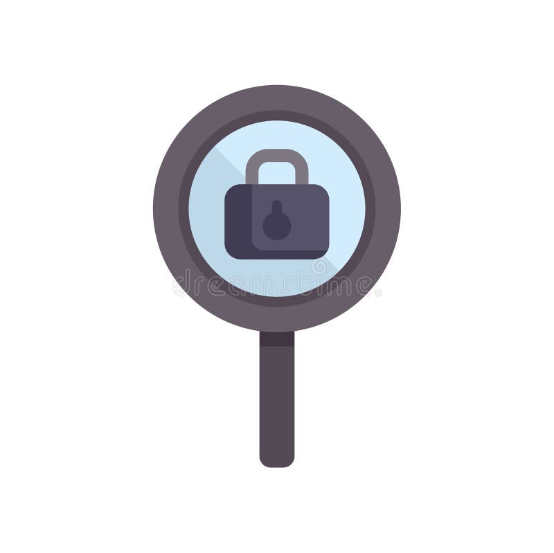 Magnifying Glass Examining a Padlock Security Concept Stock ...