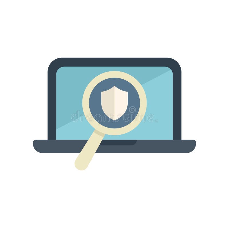 Magnifying Glass Examining Security Shield on Laptop Screen Stock ...
