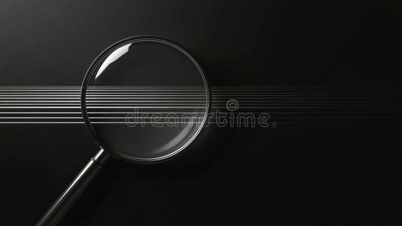Magnifying Glass Exploring Abstract Parallel Lines on Dark Background ...