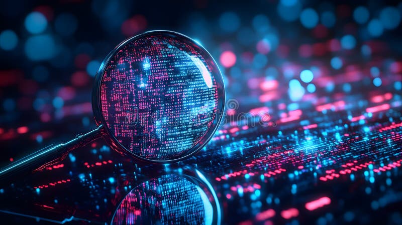 Magnifying Glass Exploring Binary Code Data Sphere Stock Illustration ... Magnifying Glass Exploring Binary Code Data Sphere Stock Illustration ...