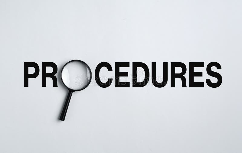 Magnifying Glass Exploring Procedures Writing on White Background Stock ...