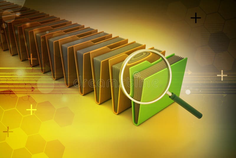 Magnifying Glass with File Folder Stock Image - Image of optical ...