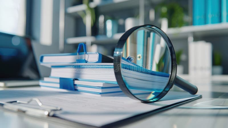 The Magnifying Glass on Files. AI Generated Stock Photo - Image of ...