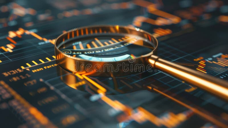 The Magnifying Glass on Financial Data.AI Generated Image Stock Photo ...