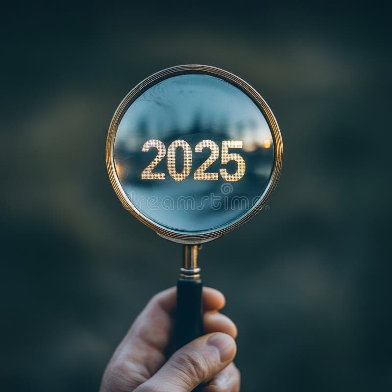 Magnifying Glass Focus on 2025 Stock Illustration - Illustration of ...
