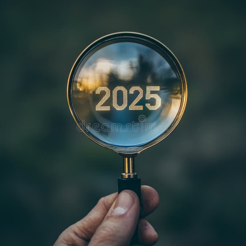 Magnifying Glass Focus on 2025 Stock Illustration - Illustration of ...