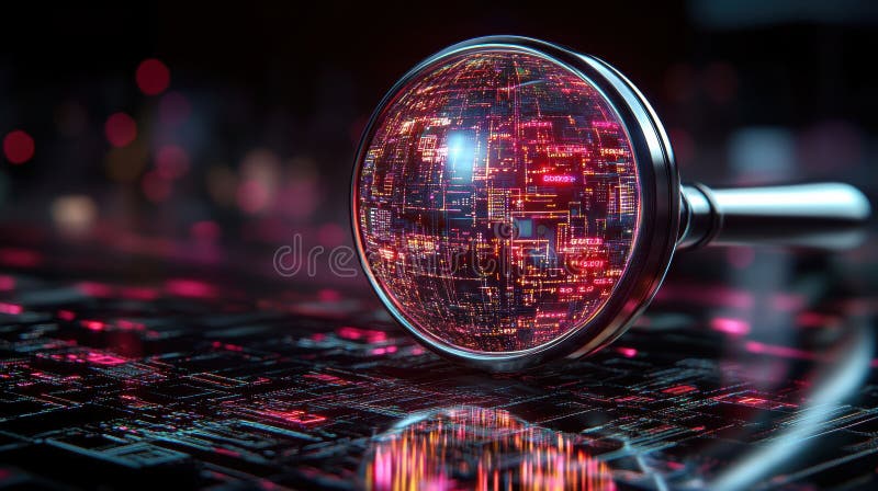 Magnifying Glass in Focus, Closely Examining Digital Financial Data ...