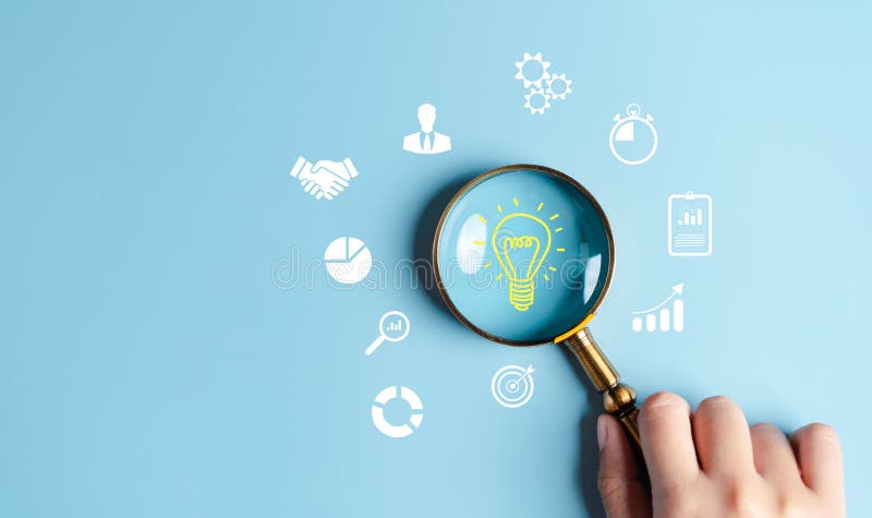 Magnifying Glass Focus To Light Bulb Icon Which for Mind, Creative ...