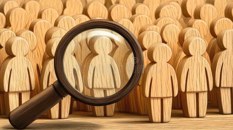 Magnifying Glass Focus Wooden Figure Crowd Figures Stock Photos - Free ...