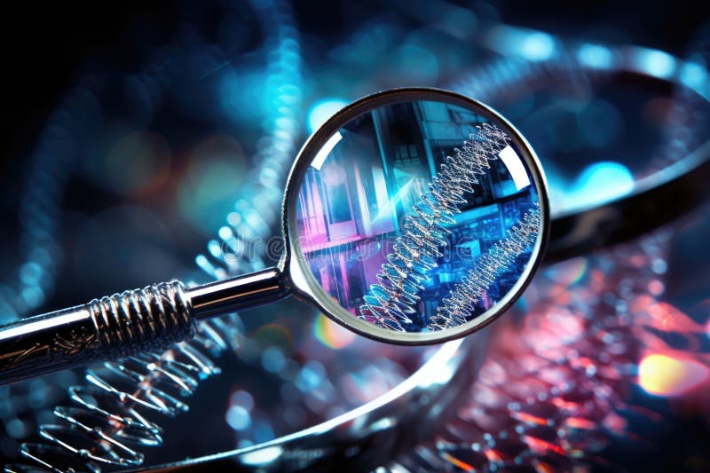 Magnifying Glass Focused on Dna Data Storage Stock Illustration ...