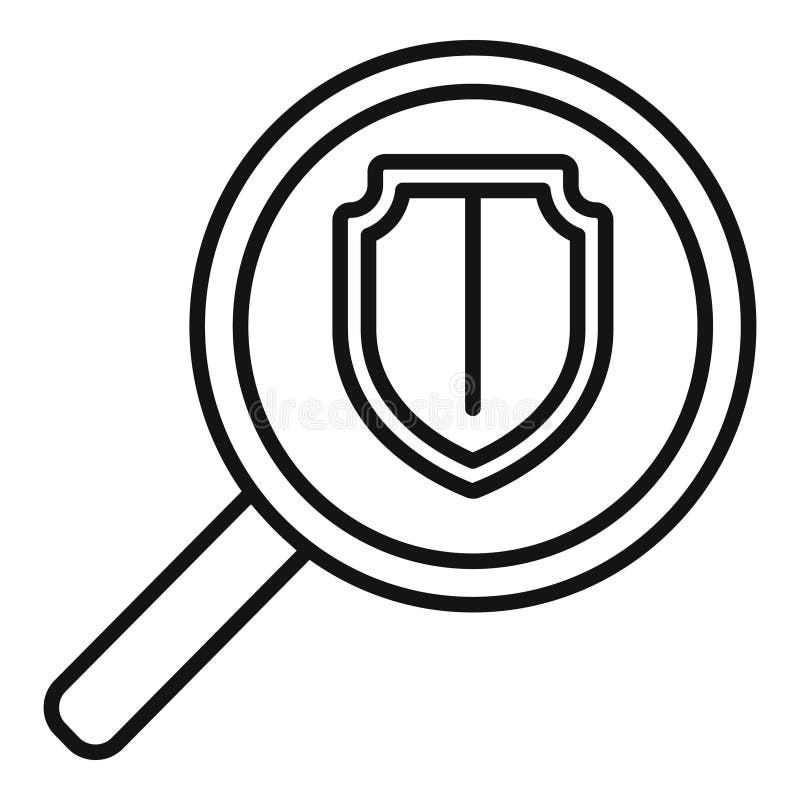 Magnifying Glass Focused on Shield Symbol Stock Vector - Illustration ...