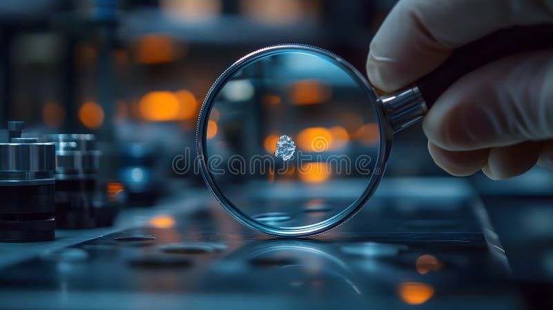 Magnifying Glass Focused on a Tiny Defect in a Manufactured Part ...