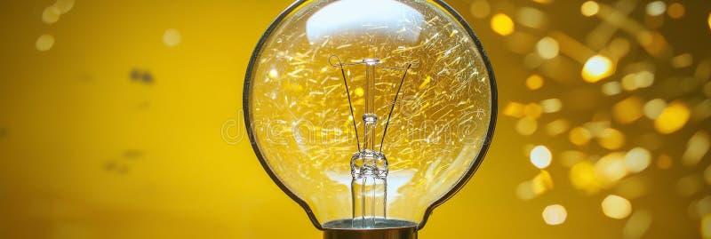 Magnifying Glass Focused on a Yellow Lightbulb. Stock Photo - Image of ...