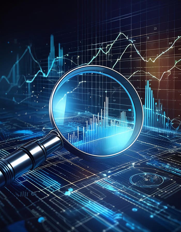 A Magnifying Glass Focuses on Data Analytics in a Digital Interface ...