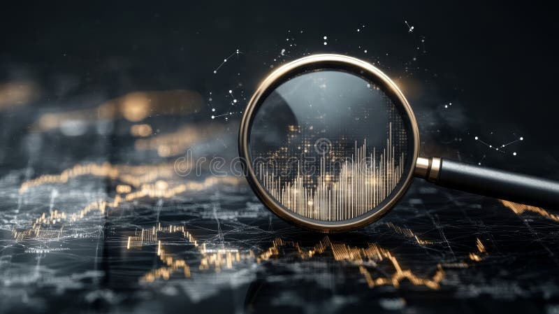 A Magnifying Glass Focuses on a Digital Graph, Symbolizing Analysis ...