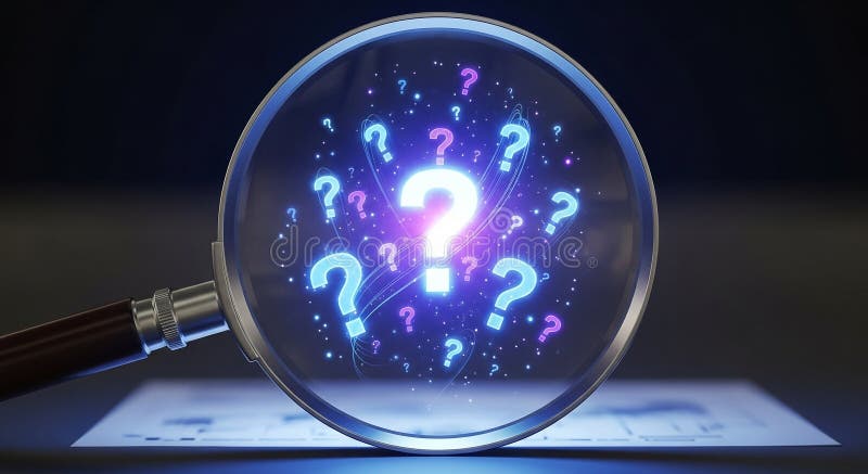 Magnifying Glass Focusing on Question Marks Concept for Research and ...