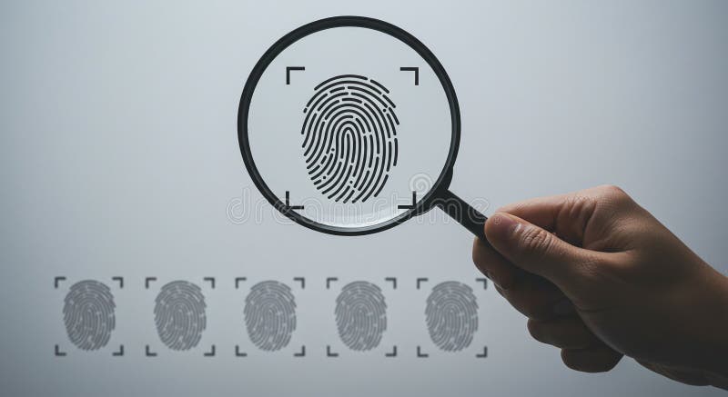 A Magnifying Glass Focusing on a Fingerprint, Representing ...