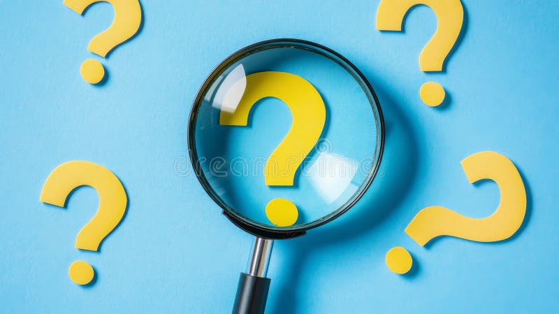 Magnifying Glass Focusing on a Large Yellow Question Mark Stock Photo ...
