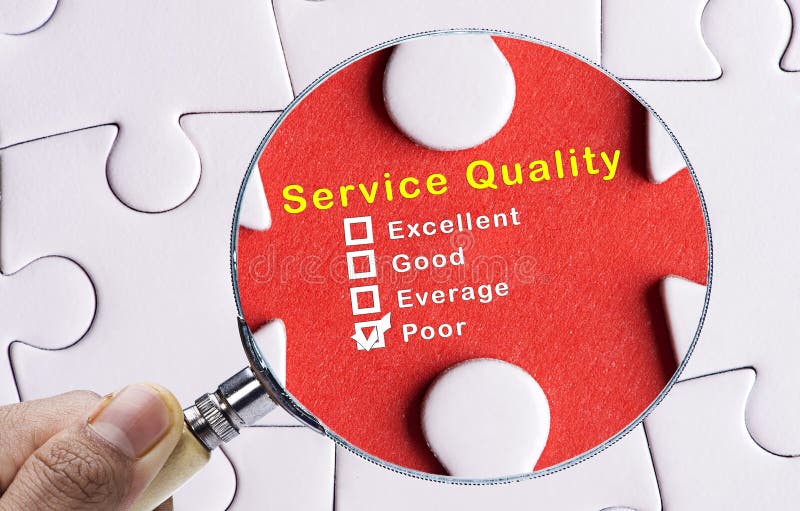 Magnifying Glass Focusing on Poor Evaluation of Service Quality Stock ...