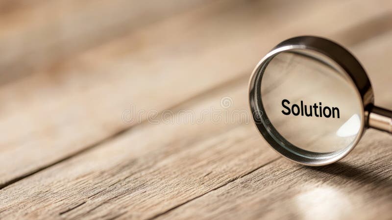 Magnifying Glass Focusing on the Word Solution, Symbolizing Problem ...