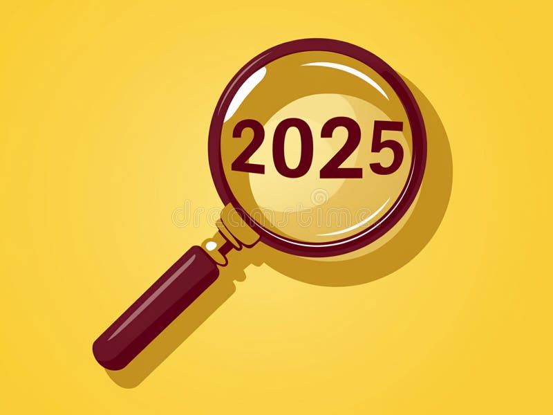 Magnifying Glass Focusing on the Year 2025 Planning Future Vision Goals ...