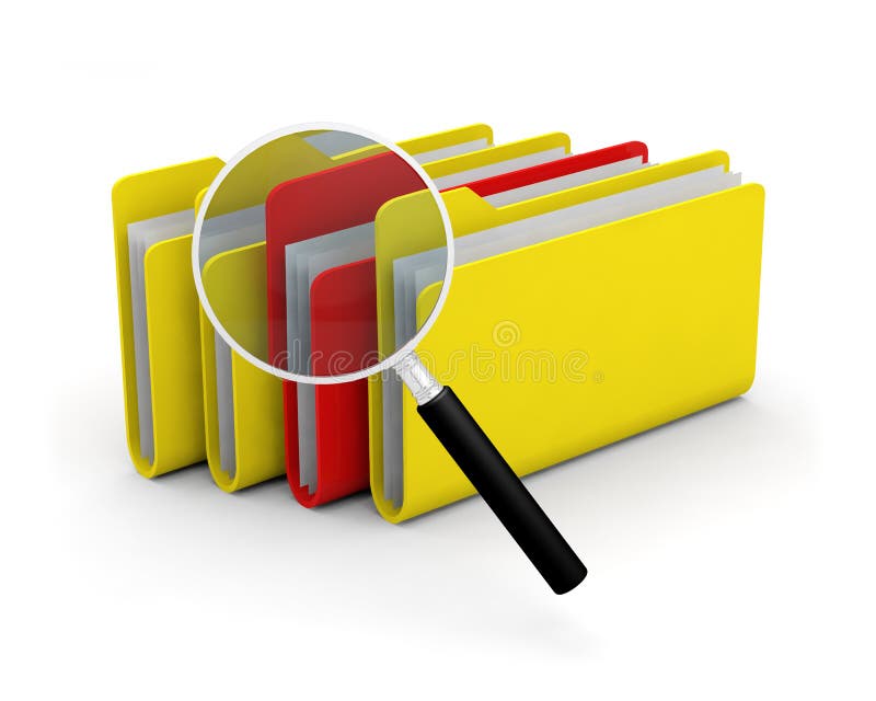 Magnifying Glass Folder Files Search Stock Illustration - Illustration ...