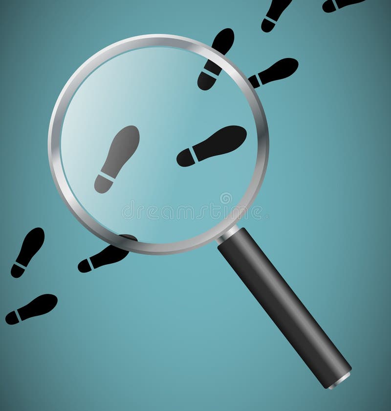 Magnifying Glass And Footprint Stock Illustration - Illustration of ...