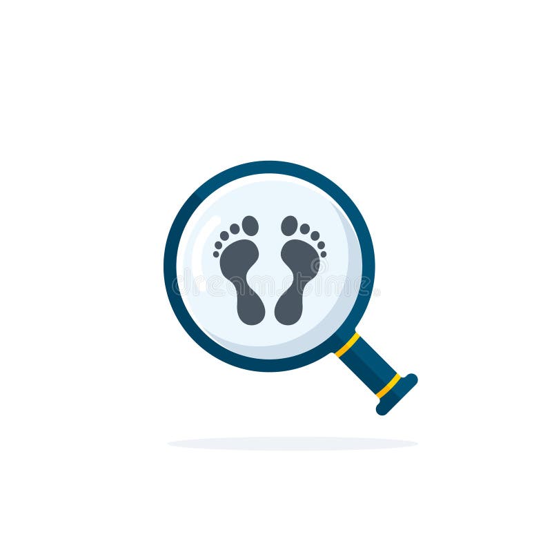 Magnifying Glass and Footprints Icon Flat Vector Illustration Stock ...