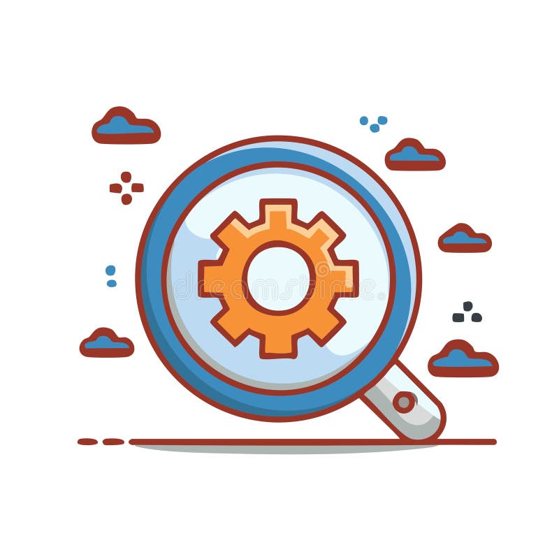 Magnifying Glass and Gear Icon Search Settings System Configuration ...