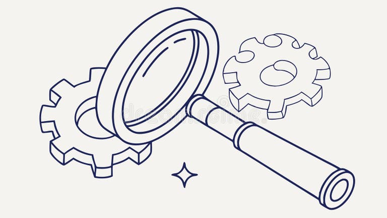 Magnifying Glass on Gear, Inspection and Analysis, Problem Solving ...