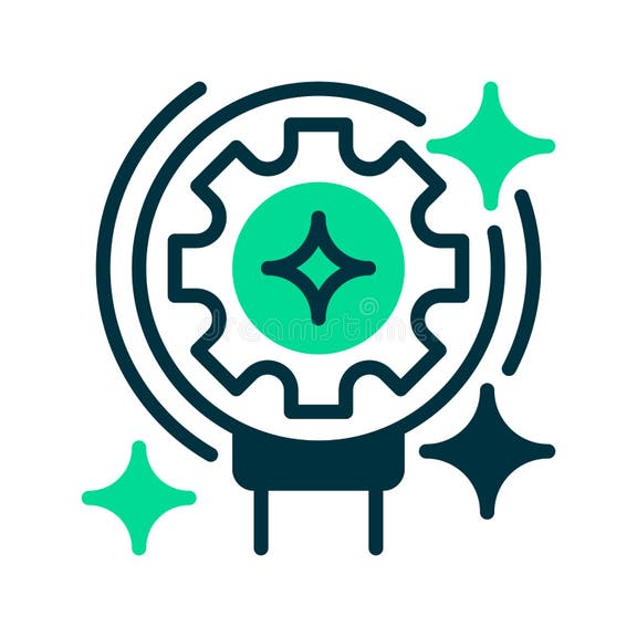 Magnifying Glass with Gear Line Icon, Outline Symbol for System Optimization, Technical ...