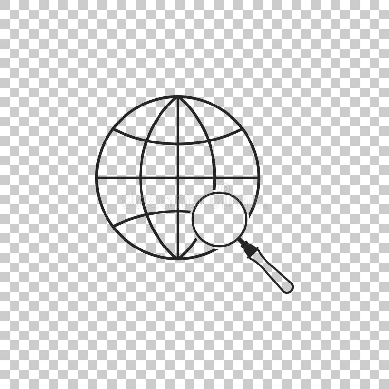 Magnifying Glass with Globe Icon Isolated on Transparent Background ...