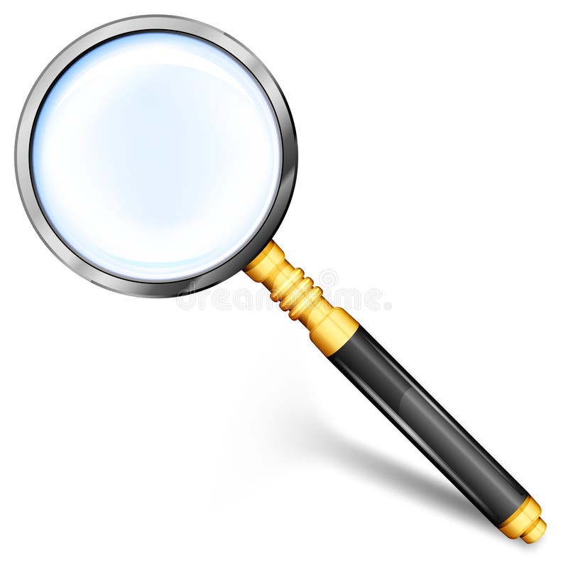 Magnifying glass gold stock vector. Illustration of surveillance - 15544820