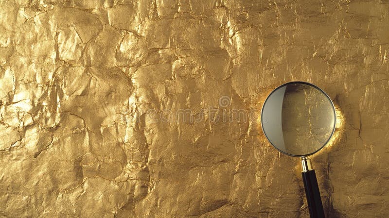 Magnifying Glass on Gold Textured Background, Search Concept Stock ...