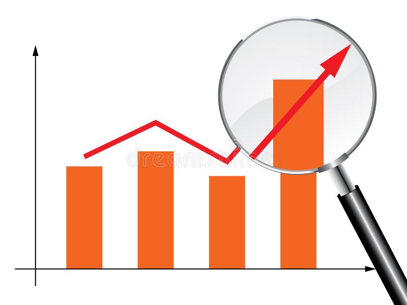 Magnifying glass graph stock vector. Illustration of graphic - 13947435