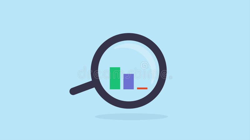 Magnifying Glass and Graph Chart Graphic Animation. 4K Resolution Stock ...