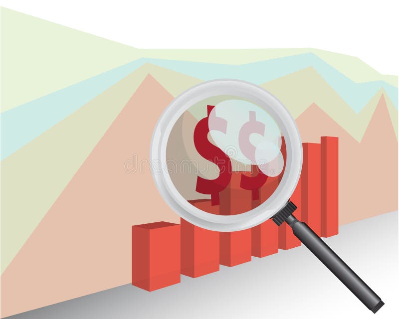 Magnifying Glass and Graph Concept Stock Vector - Illustration of ...