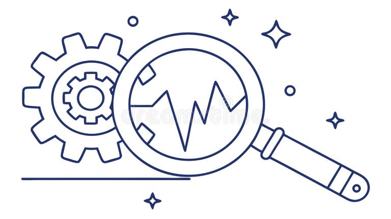 Magnifying Glass on Graph with Gear, Data Analysis, Vector Design ...