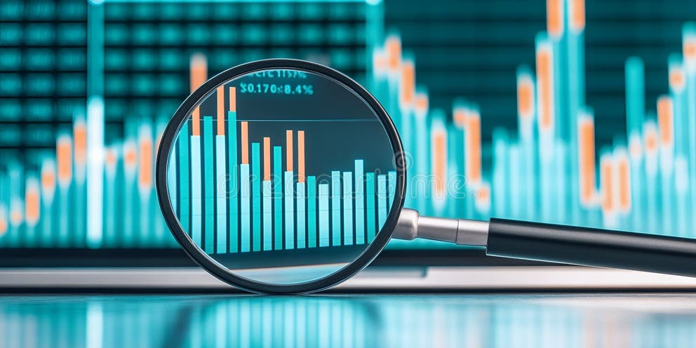 Magnifying Glass on a Graph Stock Illustration - Illustration of ...